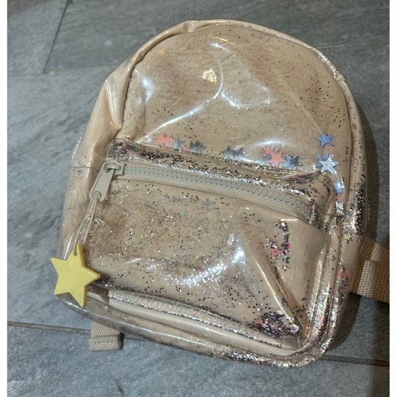 Zara | Accessories | Zara Fur Confetti Glitter Star Backpack Beige ...